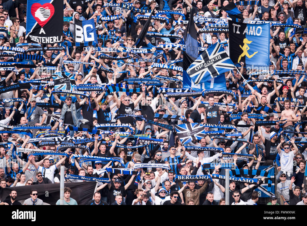 Bergamo, Italy. 3rd Apr, 2016. Atalanta fans Football/Soccer : Italian ...