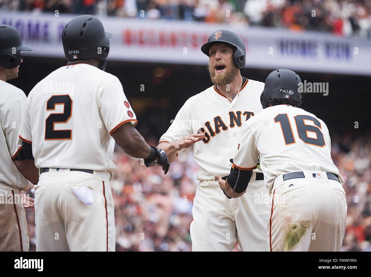 San Francisco, CA, USA. 7th Apr, 2016. San Francisco Giants right ...