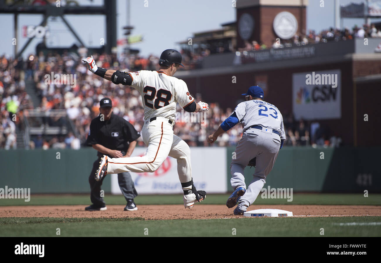 San Francisco, CA, USA. 7th Apr, 2016. Los Angeles Dodgers first ...
