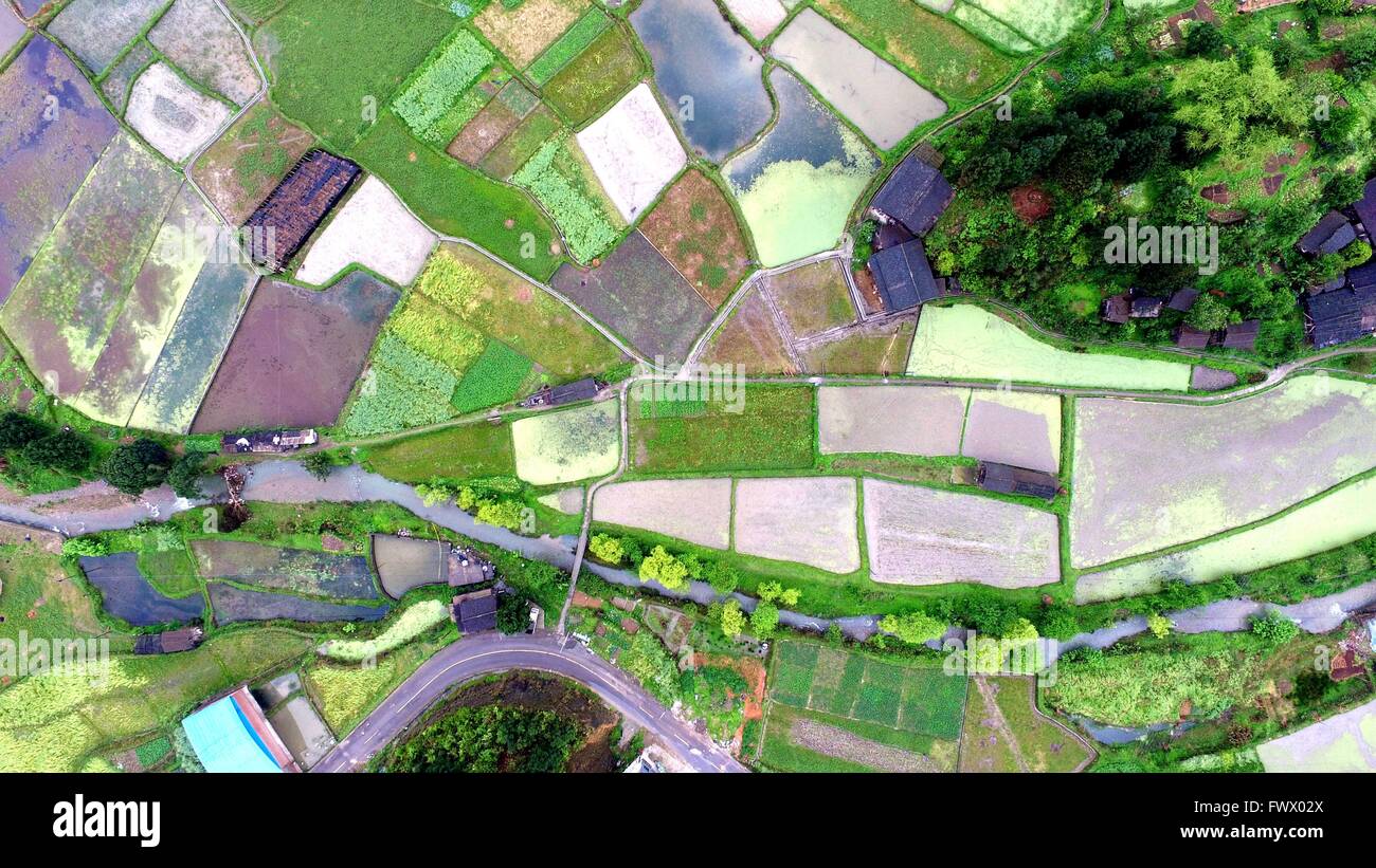 Rongjiang. 8th Apr, 2016. The aerial photo taken on April 8, 2016 shows ...