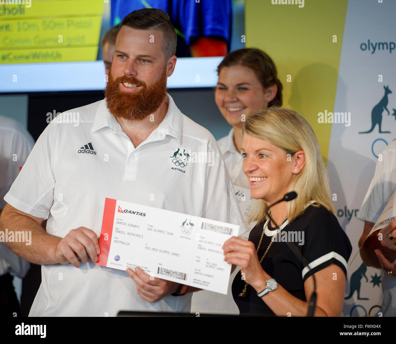 Pistol shooter Daniel Repacholi receives his boarding pass for Rio from ...
