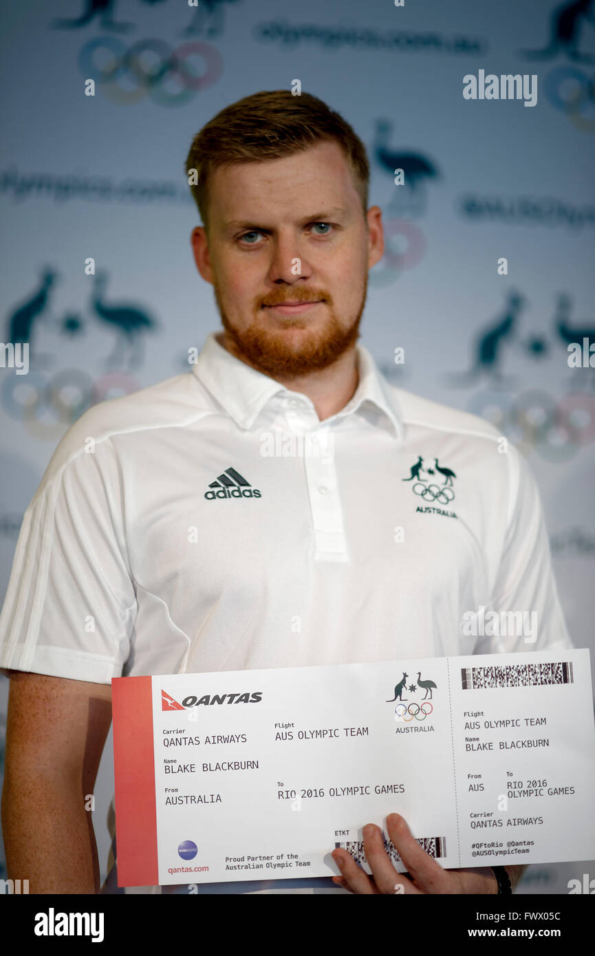 Blake Blackburn displays his boarding pass for Rio following the Rio ...