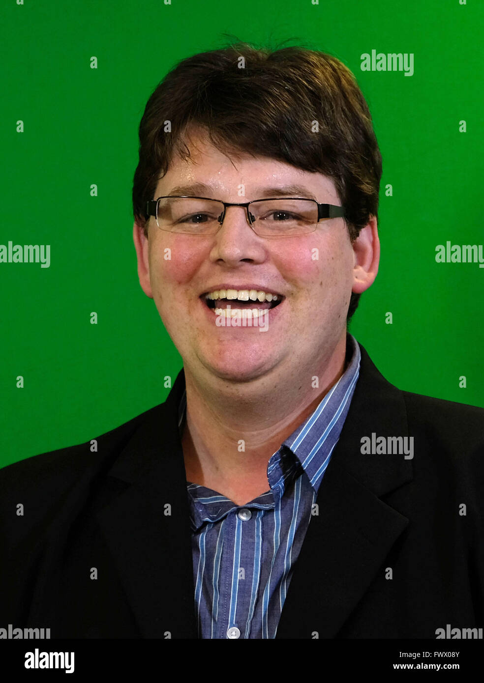 Schellerten, Germany. 11th Mar, 2016. Weatherman Nico Wehner poses in ...