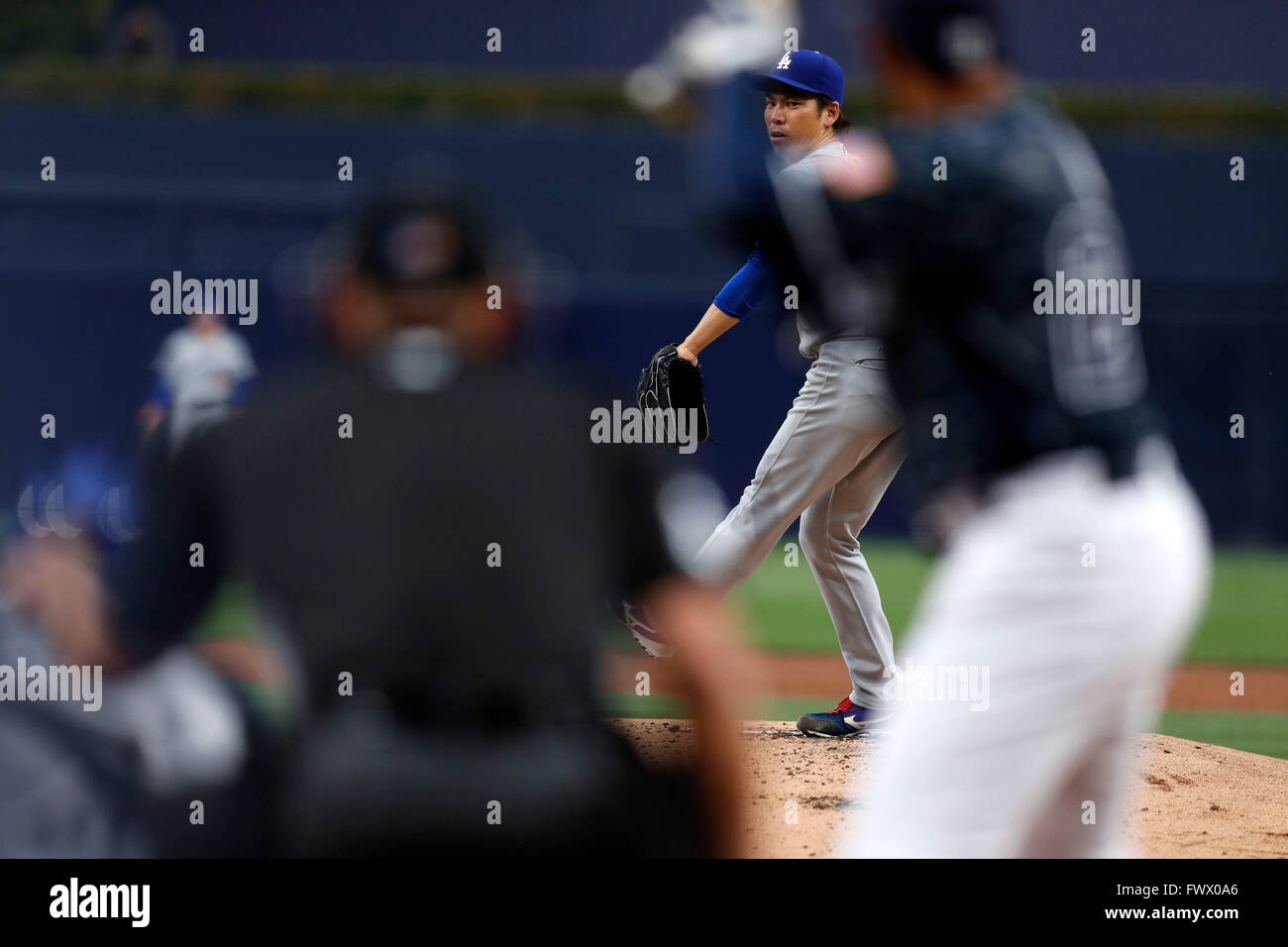 San Diego, California, USA. Maeda made his Major League debut. 6th Apr ...