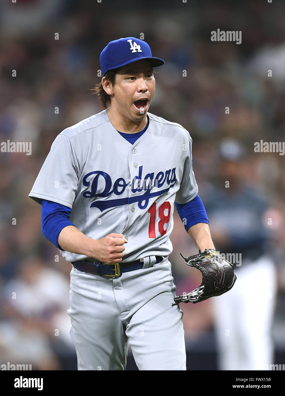 San Diego, California, USA. 6th Apr, 2016. Kenta Maeda (Dodgers) MLB ...