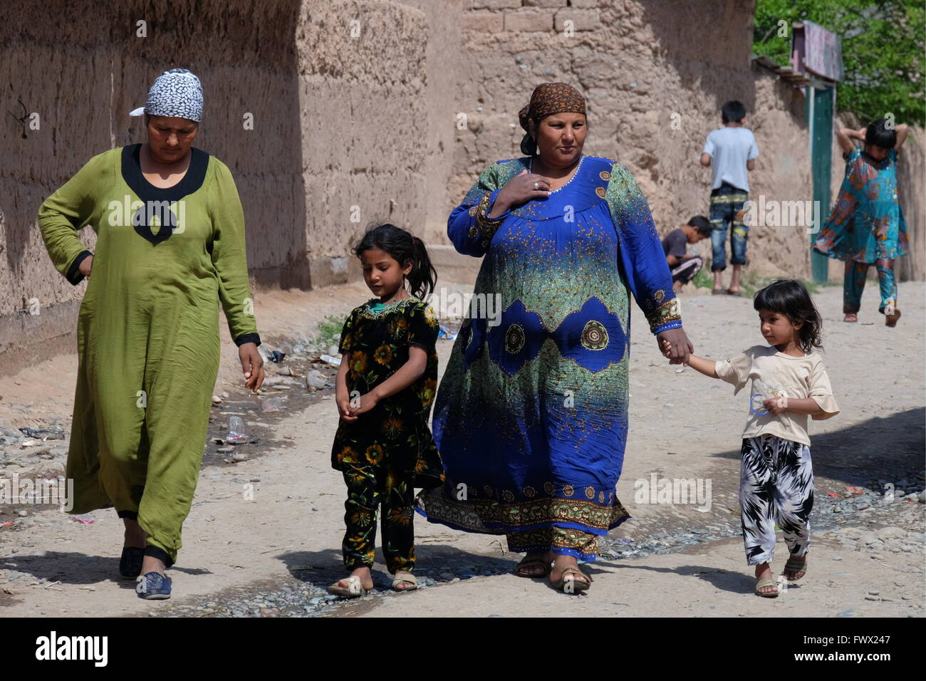 Khatlon Region, Tajikistan. 7th Apr, 2016. Gypsy women with children ...