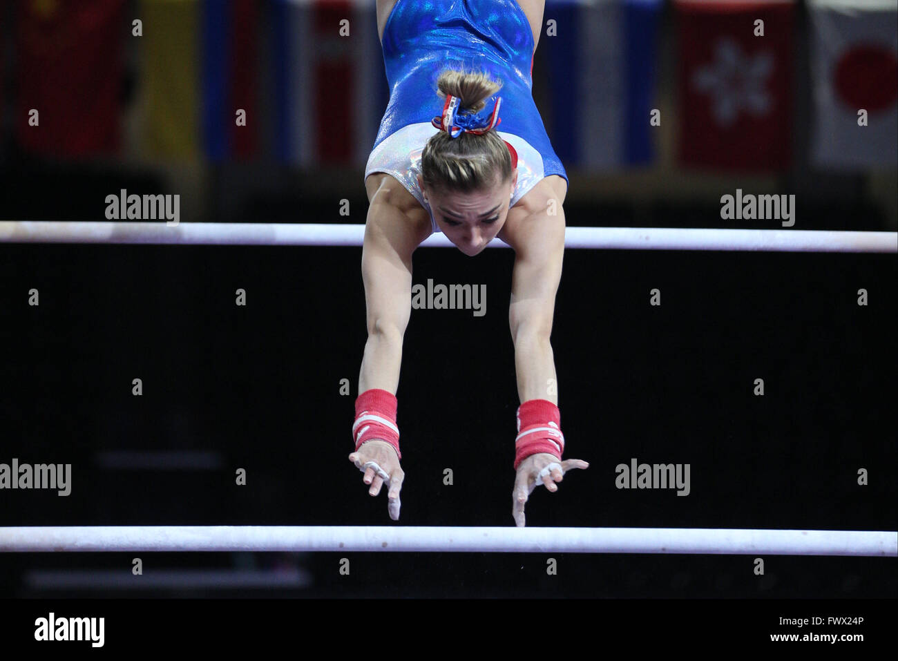 Everett, Washington, USA. 7th Apr, 2016. Gymnast Ashton Locklear trains ...