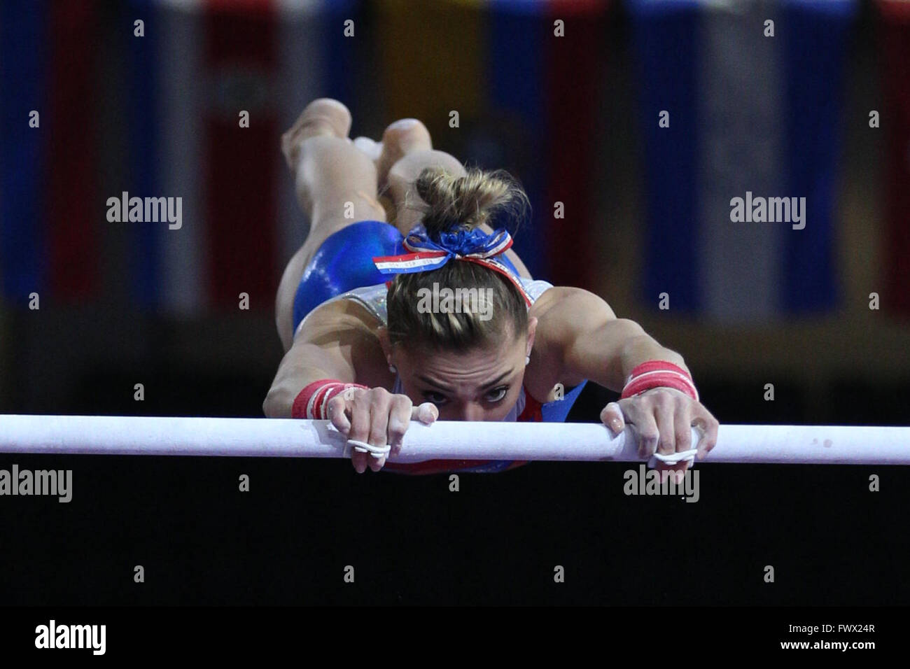 Everett, Washington, USA. 7th Apr, 2016. Gymnast Ashton Locklear trains ...
