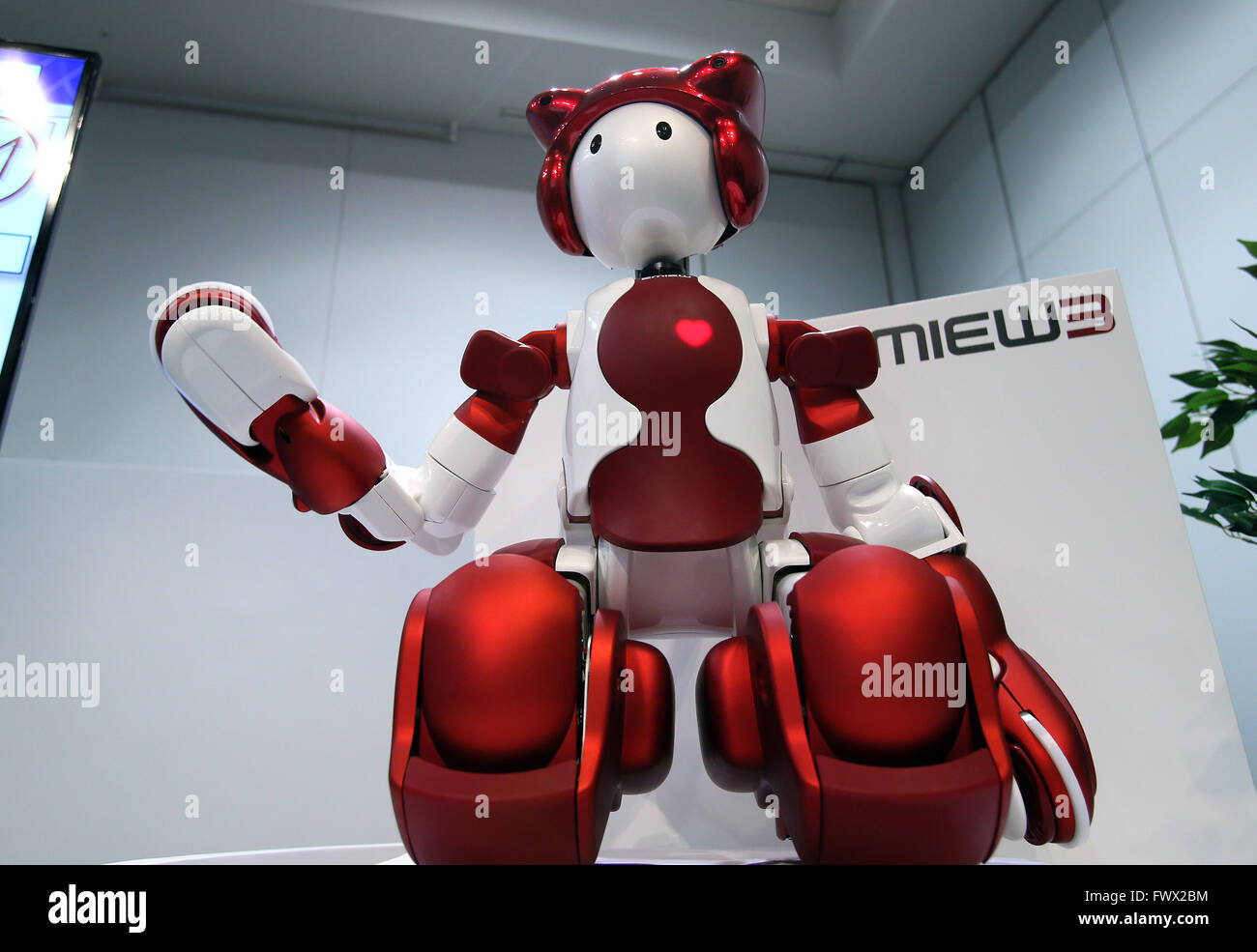 Tokyo, Japan. 8th Apr, 2016. Japanese electronics giant Hitachi unveils ...