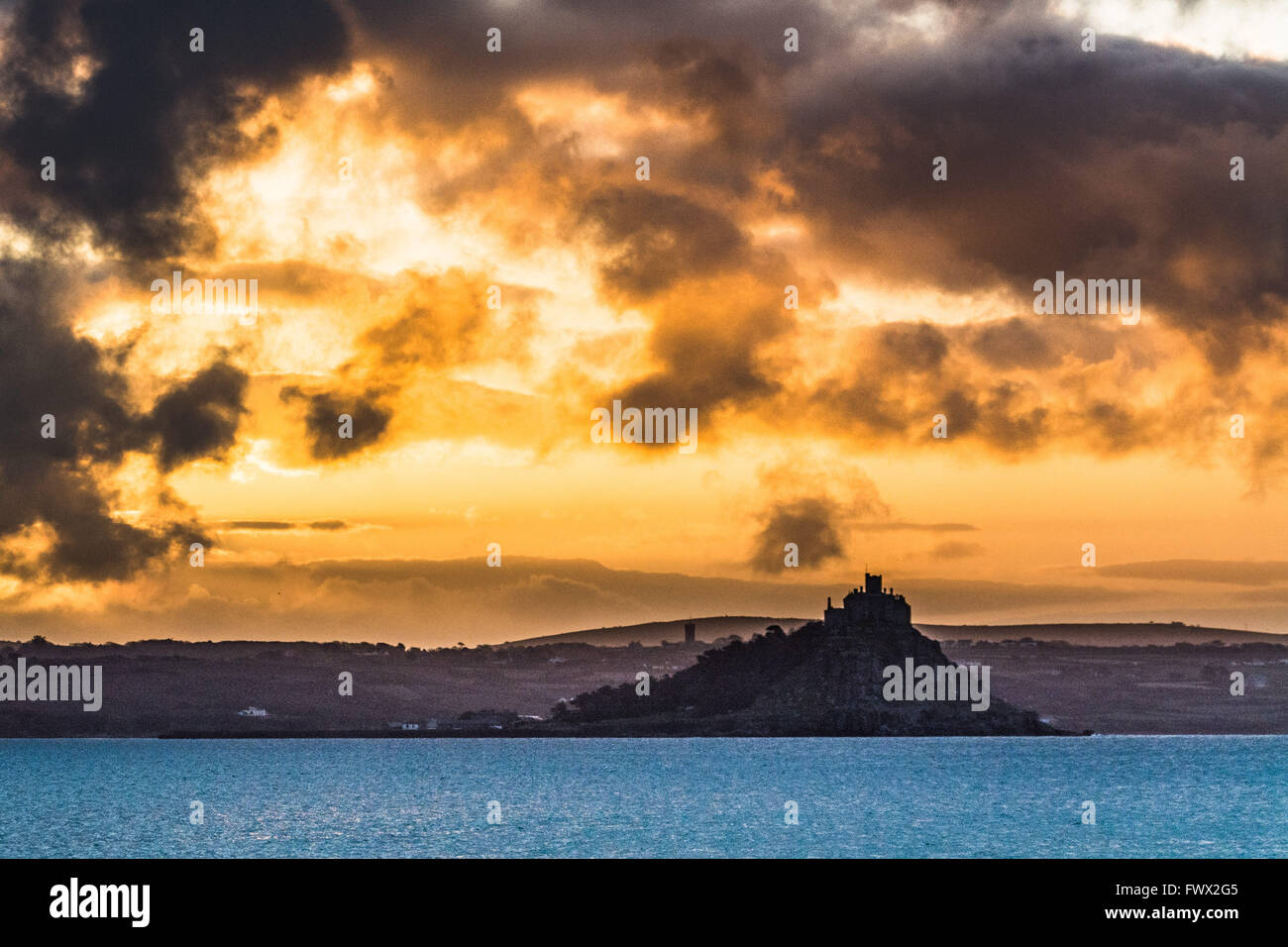 Penzance, Cornwall, UK. 8th April 2016. UK Weather. Sunrise over St ...