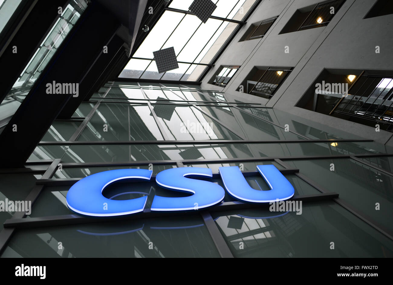 Munich, Germany. 08th Apr, 2016. The logo of the CSU Christian Social ...