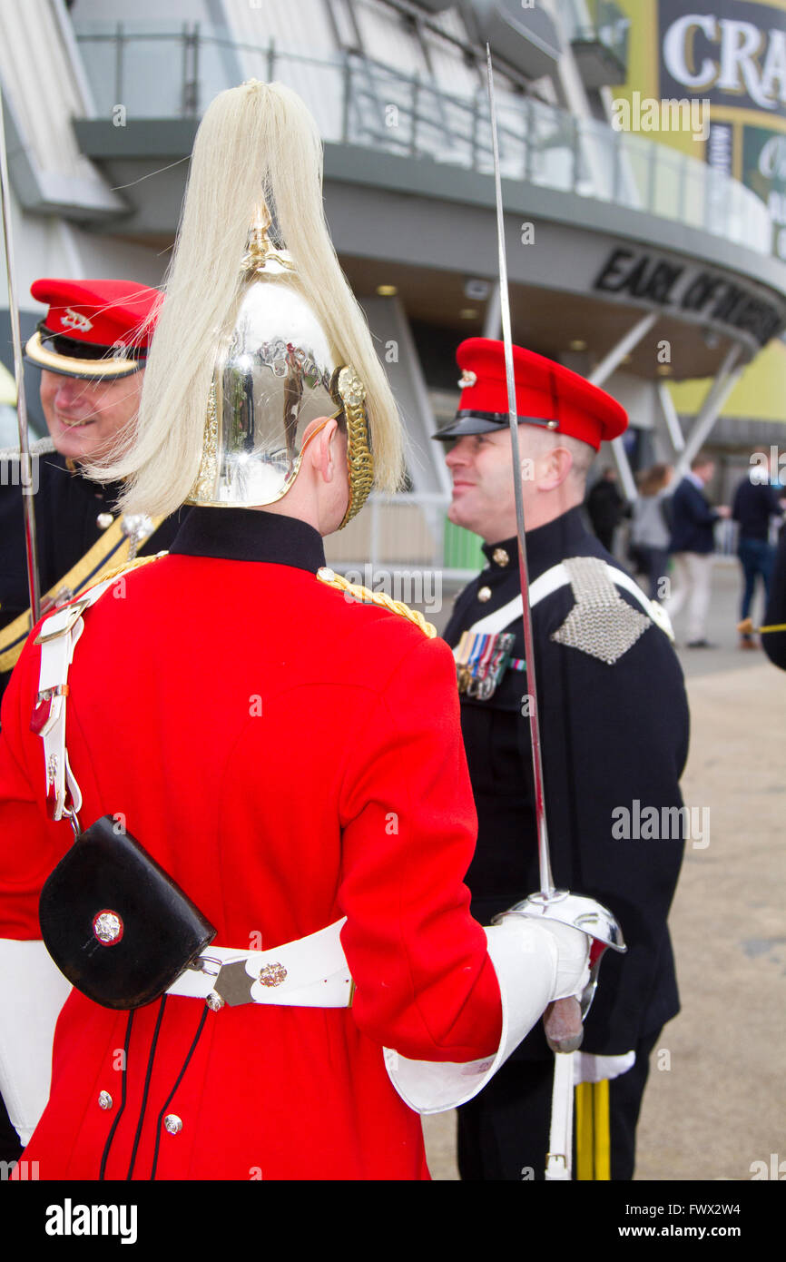Yeoman British Army Guard of Honour, British military corps, soldiers of the Queen at Ladies Day ...
