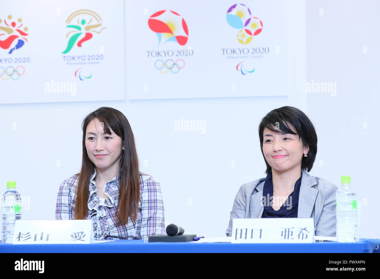 Tokyo, Japan. 8th Apr, 2016. (L-R) Ai Sugiyama, Aki Taguchi, April 8 ...