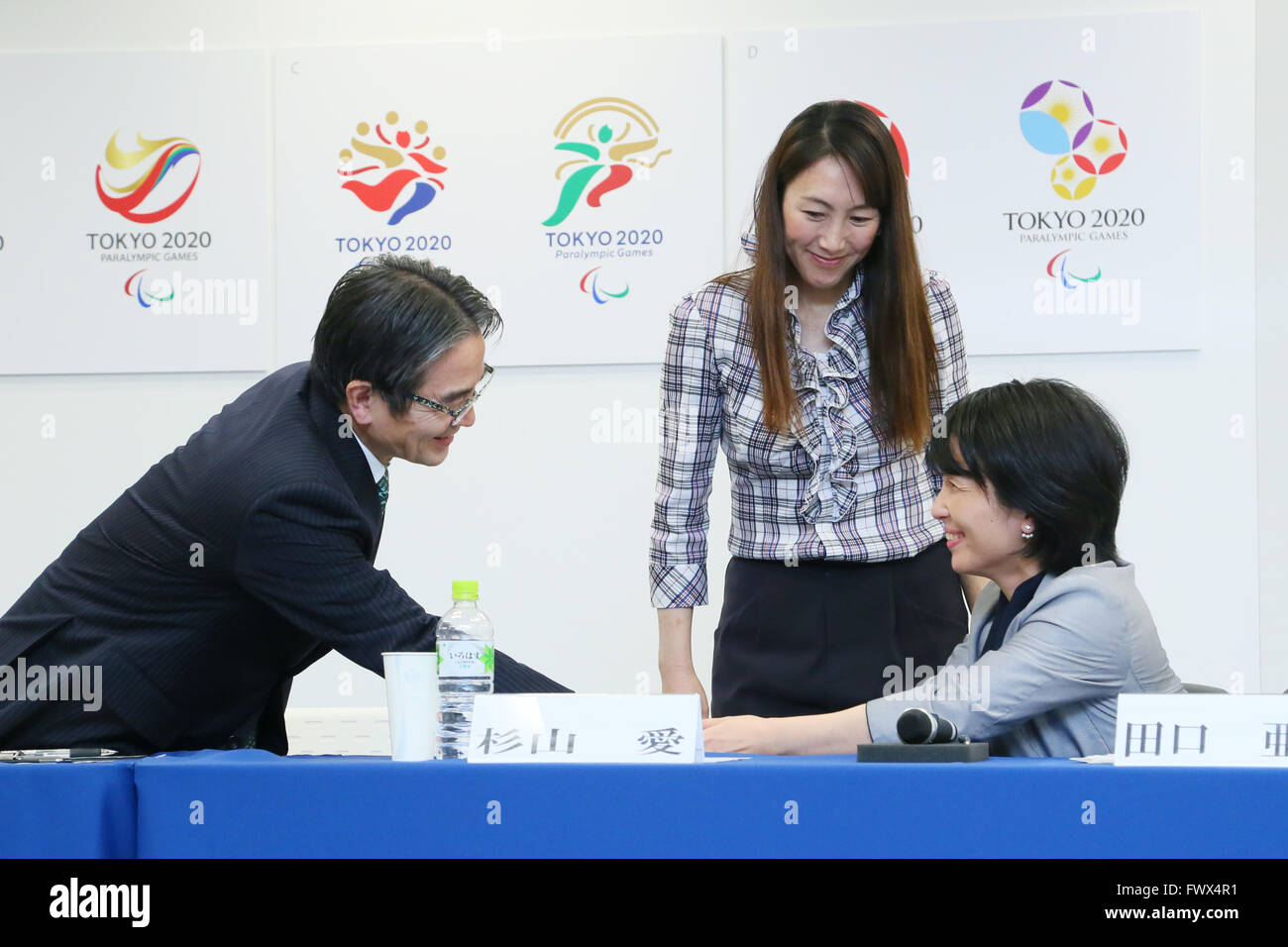 Tokyo, Japan. 8th Apr, 2016. (L-R) Ryohei Miyata, Ai Sugiyama, Aki ...