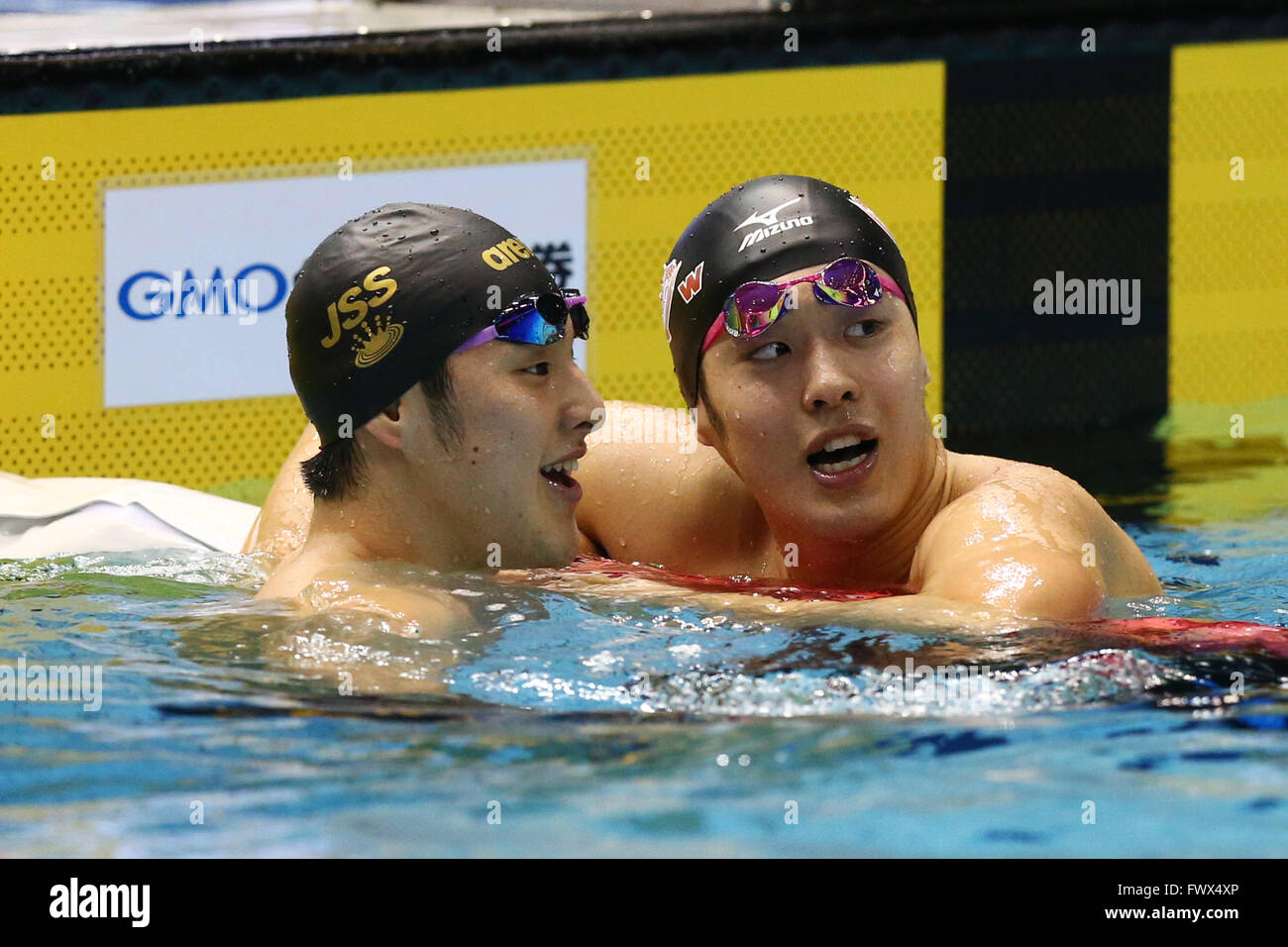 Tokyo, Japan. 8th Apr, 2016. (L-R) Daiya Seto, Masato Sakai Swimming ...