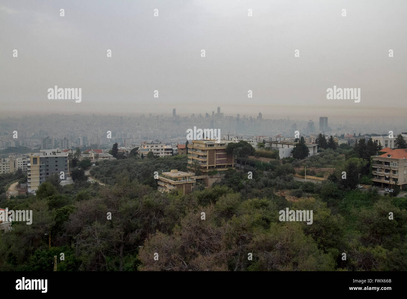Beirut,Lebanon. 8th April 2016. The Lebanese capital Beirut, chokes ...