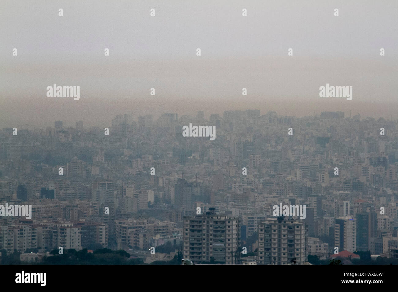 Beirut,Lebanon. 8th April 2016. The Lebanese capital Beirut, chokes ...