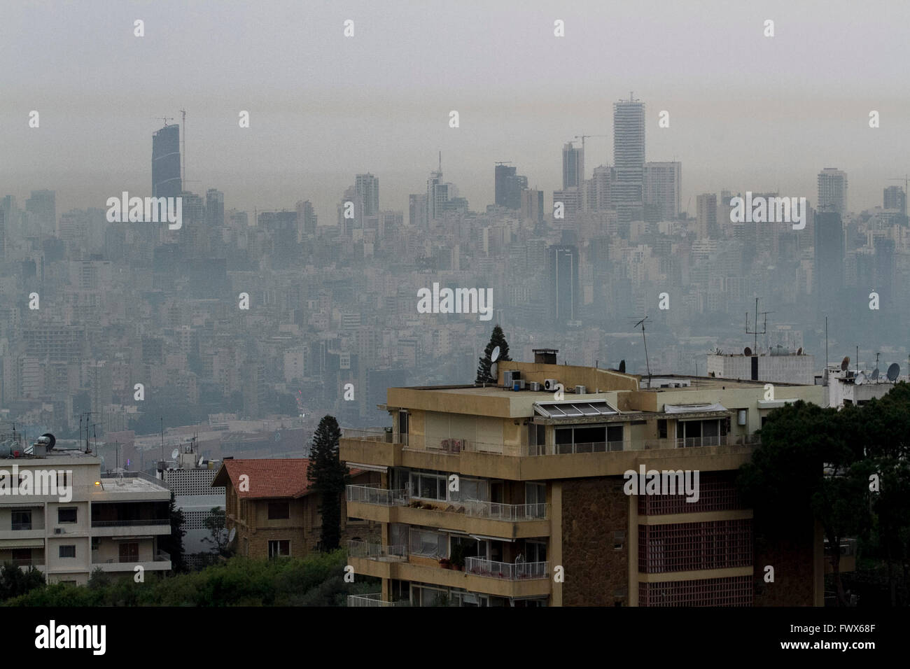 Beirut,Lebanon. 8th April 2016. The Lebanese capital Beirut, chokes ...