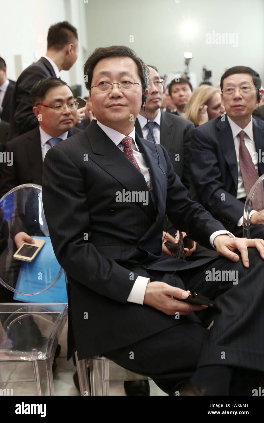 Athens, Greece. 08th Apr, 2016. China COSCO chairman, Xu Lirong, in ...