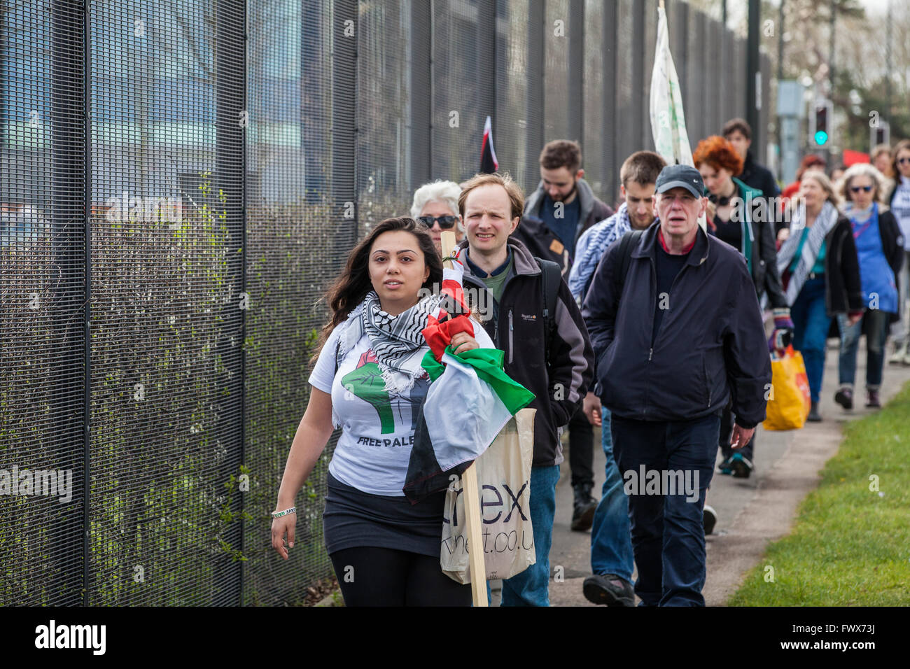 Crawley, UK. 8th April, 2016. Human rights campaigners arrive for a ...