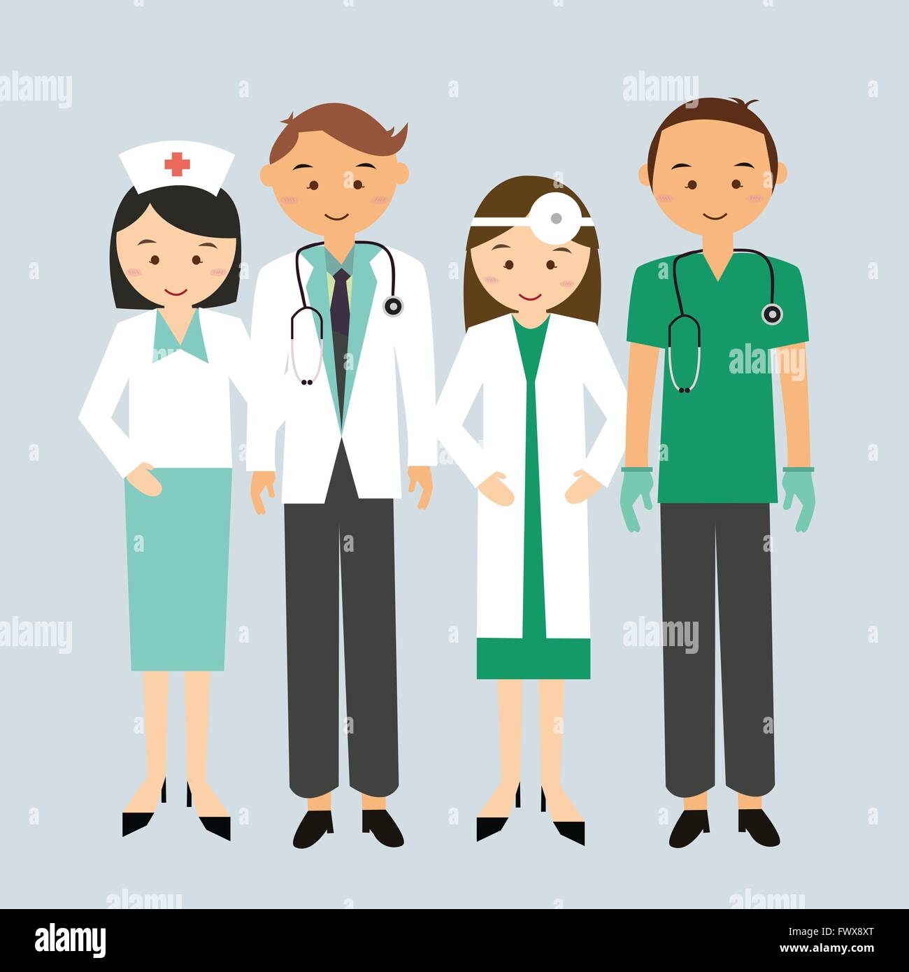 medical team doctor nurse group worker standing together man woman mae ...