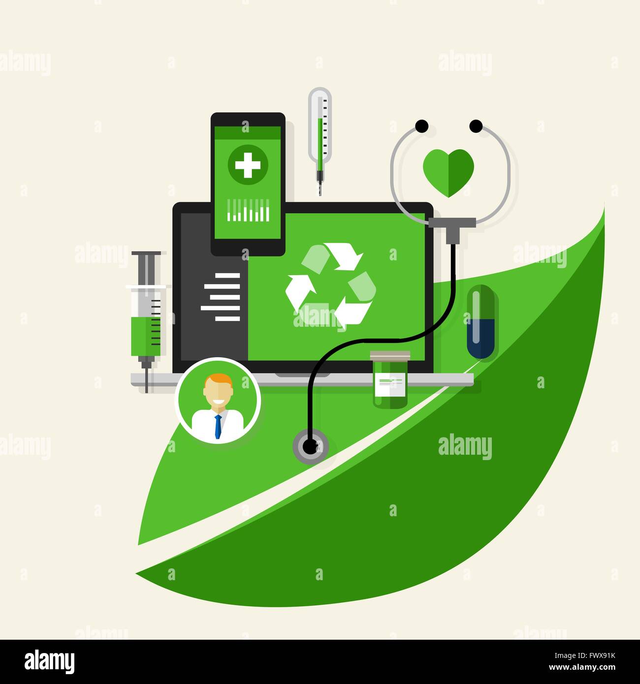 green recycle health medical environment friendly Stock Vector Image ...