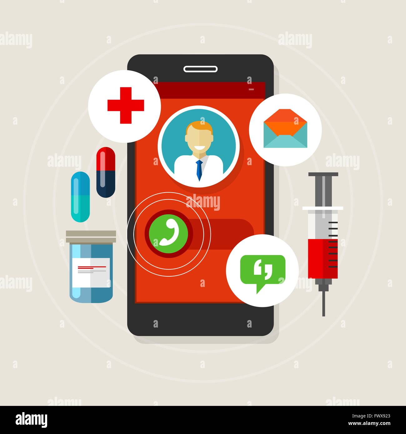 Doctor on phone computer hospital Stock Vector Images - Alamy