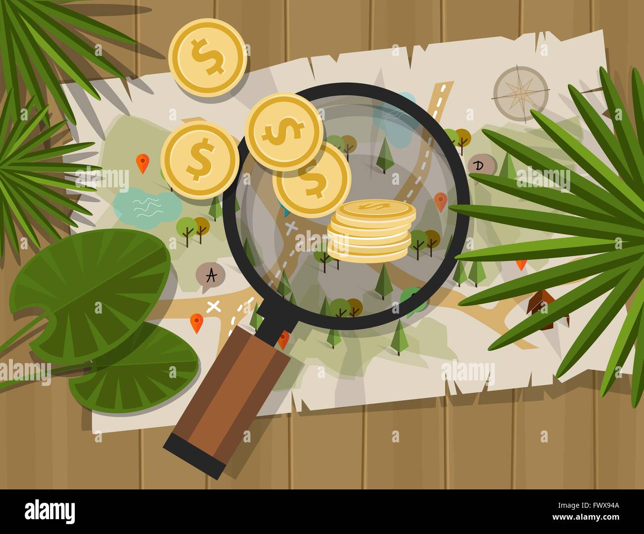find treasure hunt money map Stock Vector Image & Art - Alamy