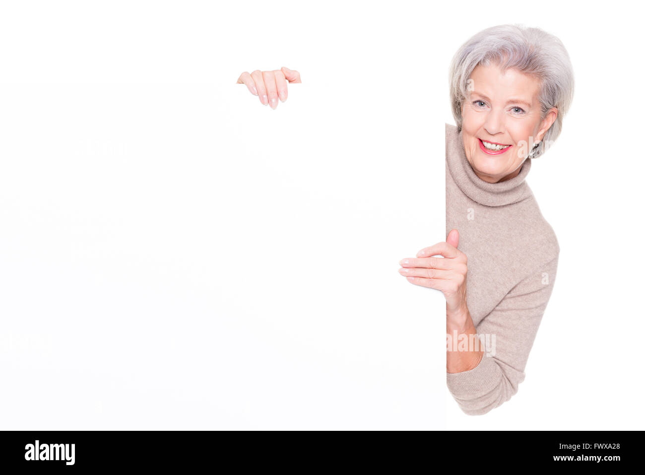 Woman sign in front Cut Out Stock Images & Pictures - Alamy