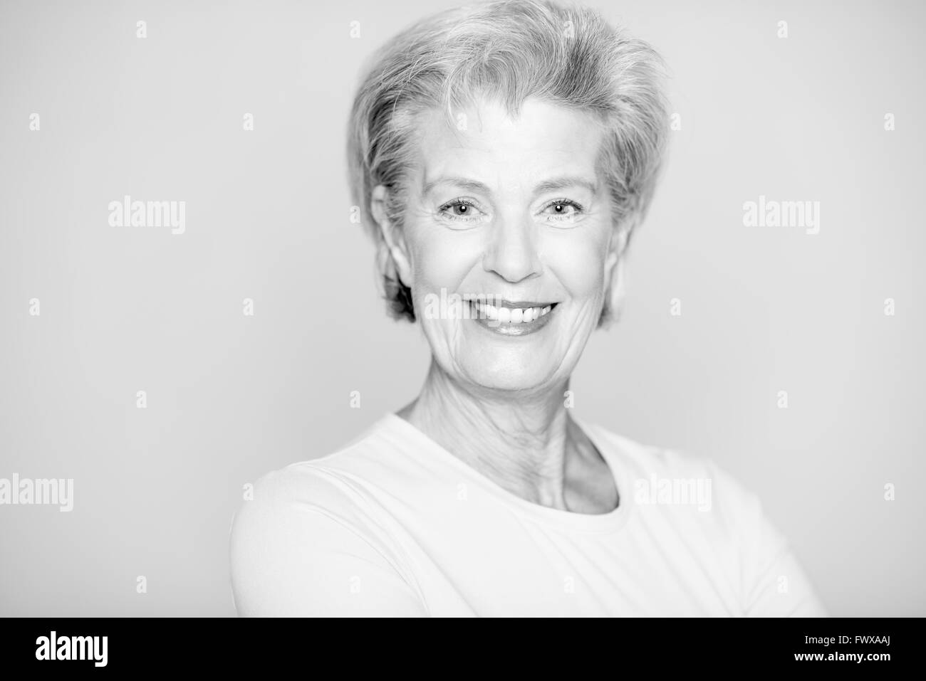 Happy smiling elderly senior Black and White Stock Photos & Images - Alamy