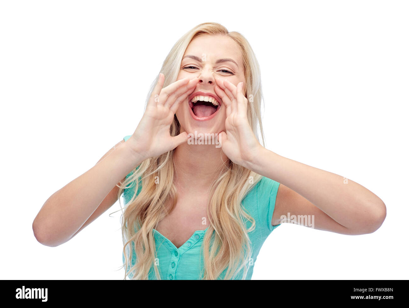 young woman or teenage girl shouting Stock Photo - Alamy