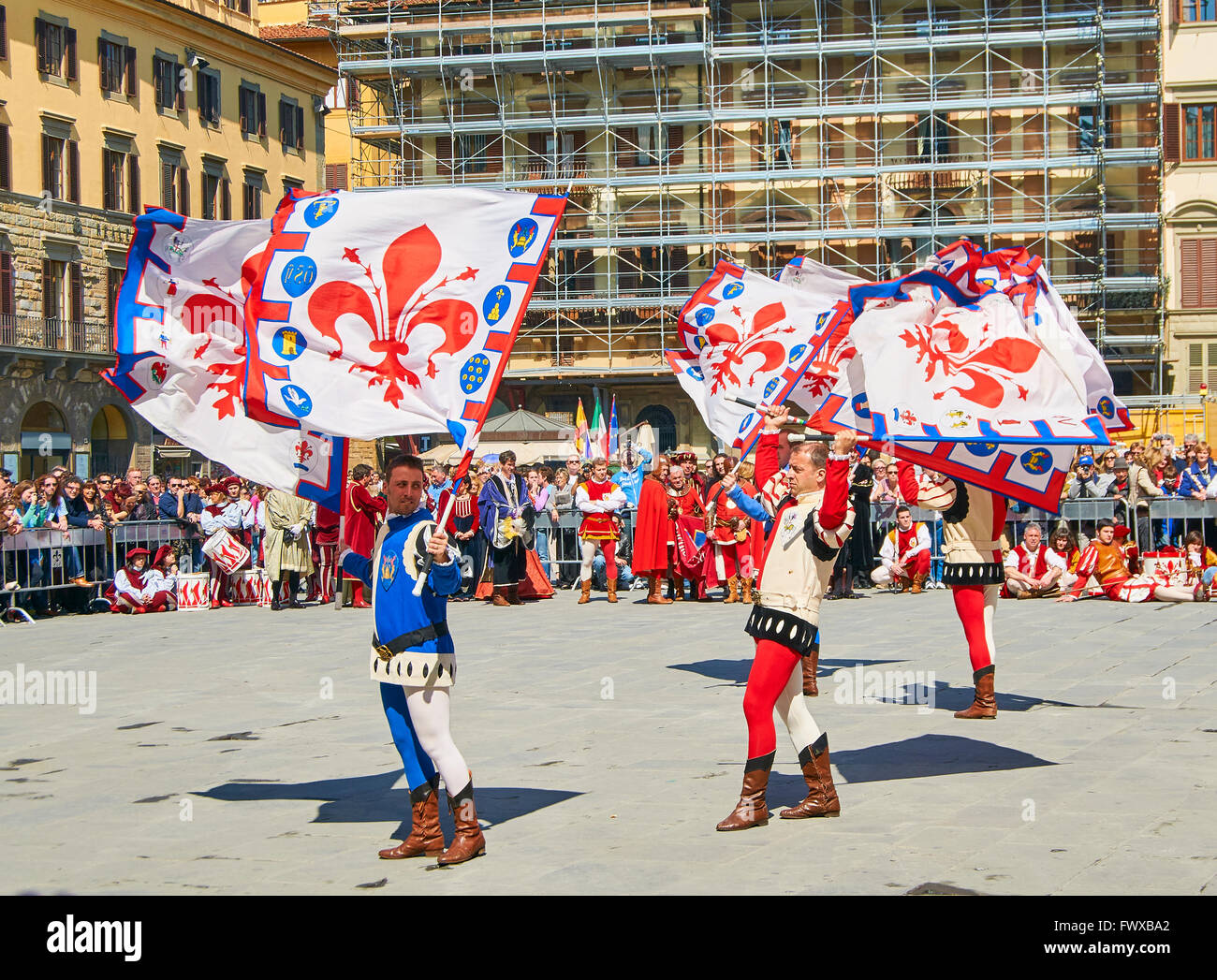 Flag throwing on the Piazza della Signoria, Florence during the Easter ...