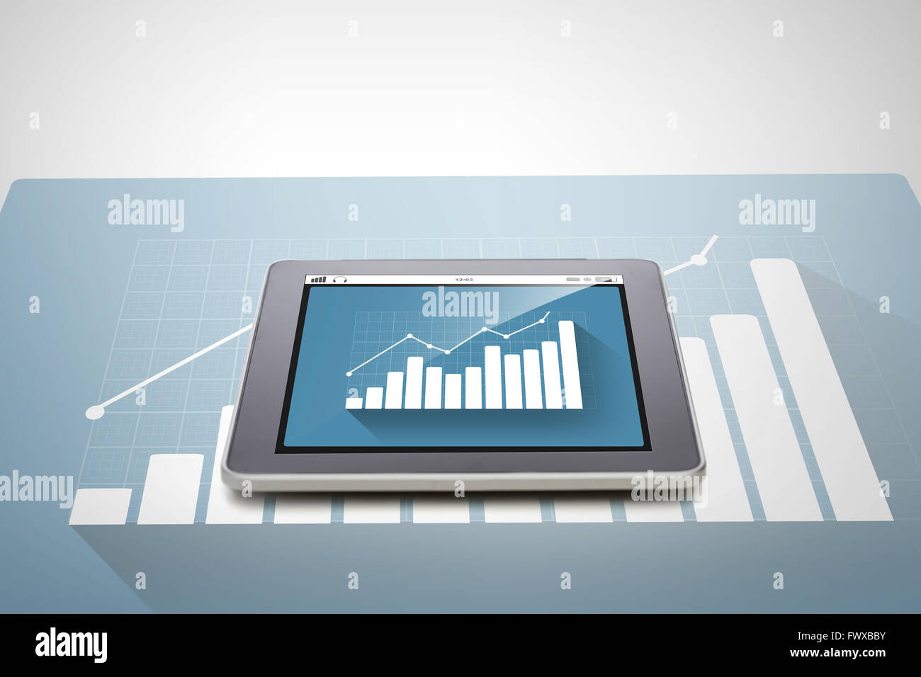 close up of tablet pc computer with diagram chart Stock Photo - Alamy