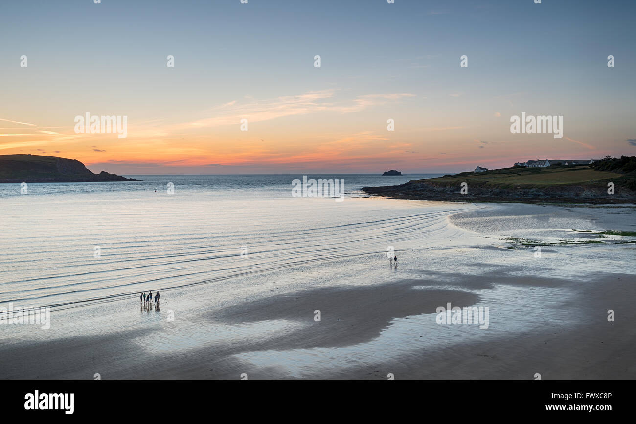 Sunset over Daymer Bay near Rock in Cornwall Stock Photo - Alamy