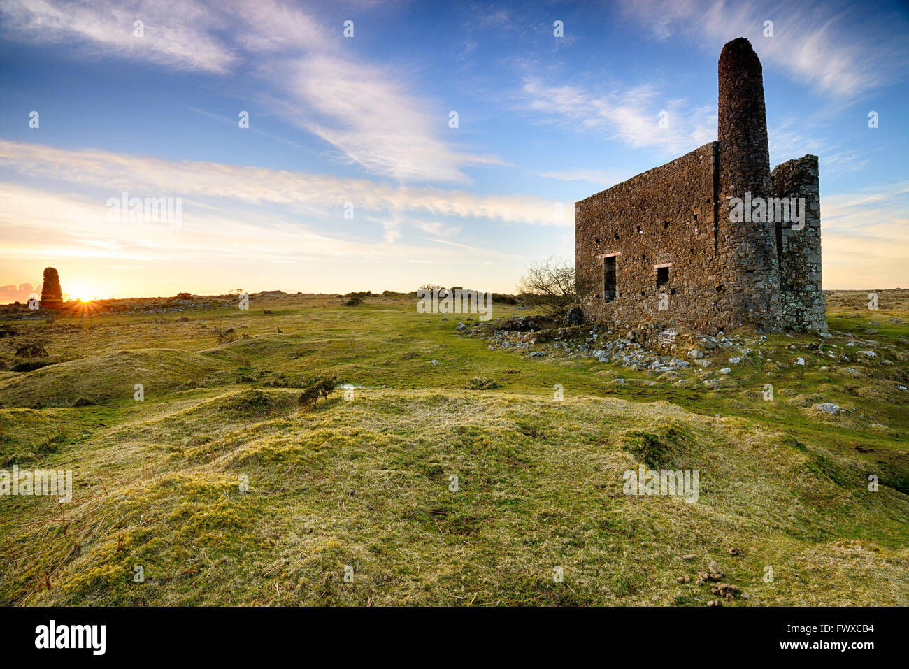 An old abandoned engine house left over from copper mining at Minions ...