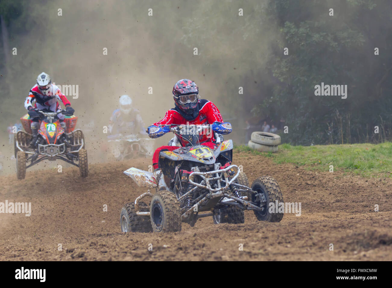Racers are riding their quad motorbike in the race Stock Photo - Alamy
