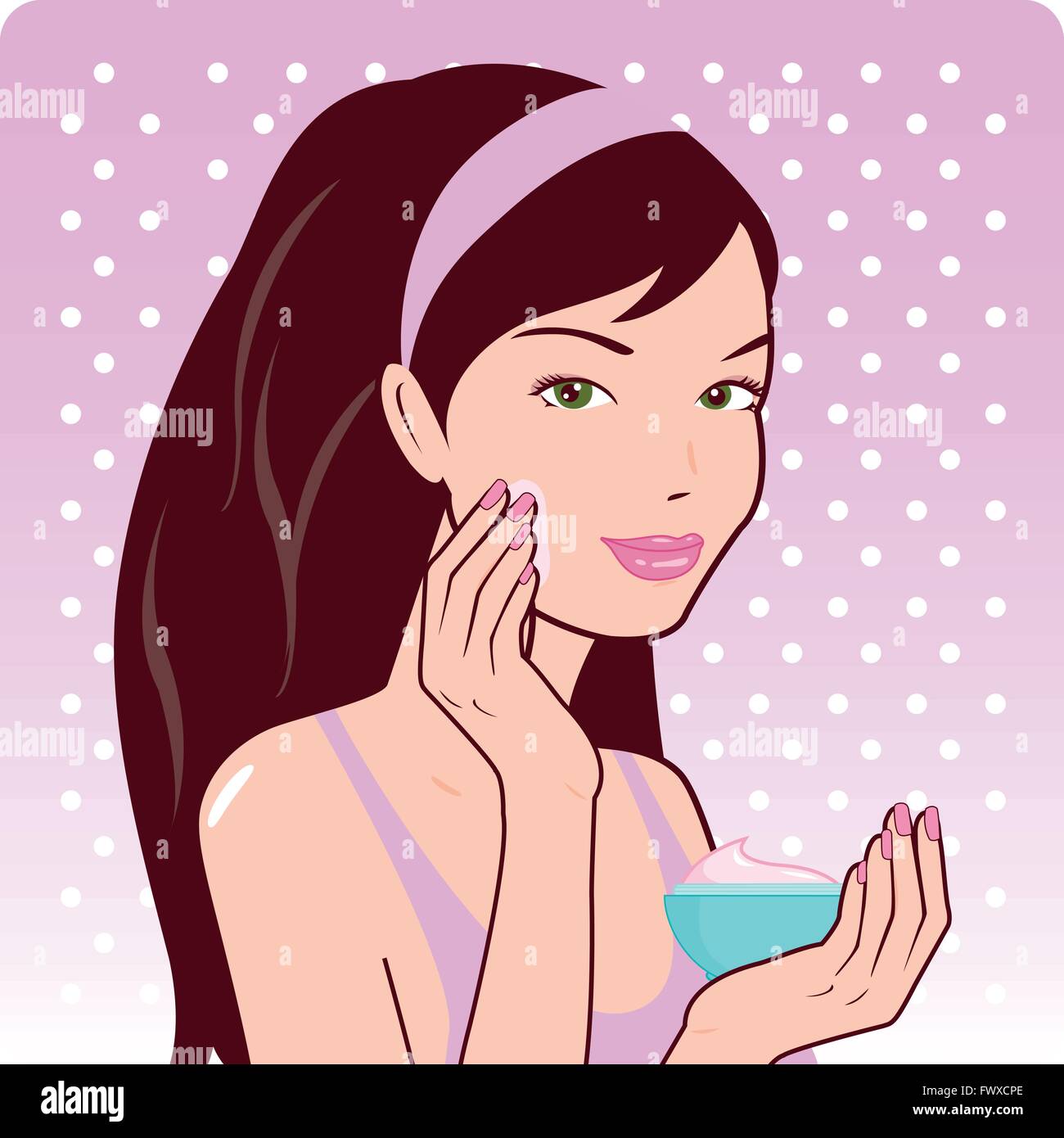 Woman applying foundation cream Stock Vector Images - Alamy