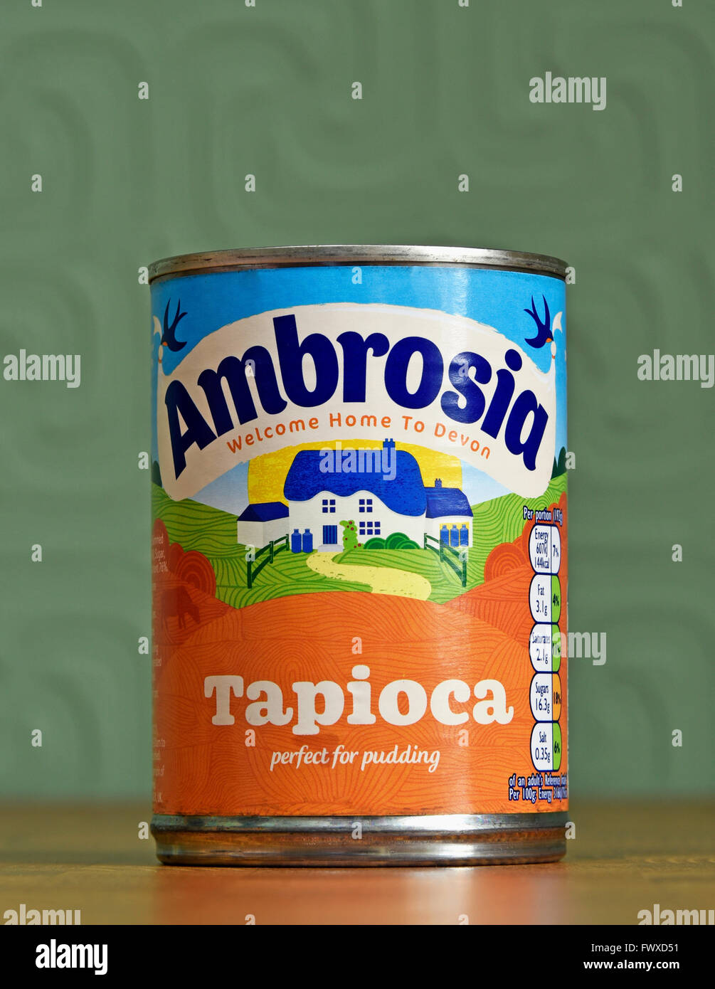 Can of Ambrosia Tapioca Stock Photo - Alamy