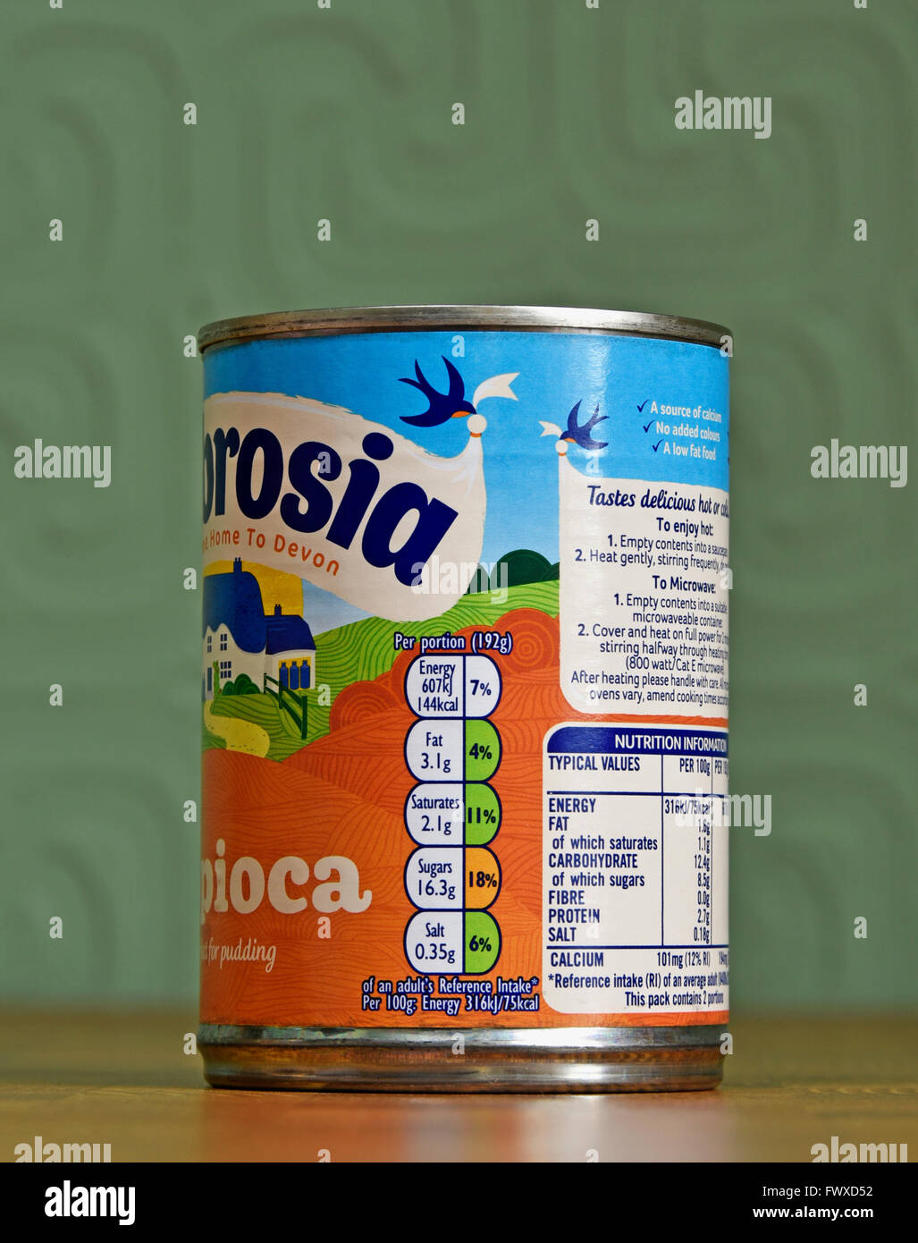 Cooking and Nutritional Information. Can of Ambrosia Tapioca Stock ...