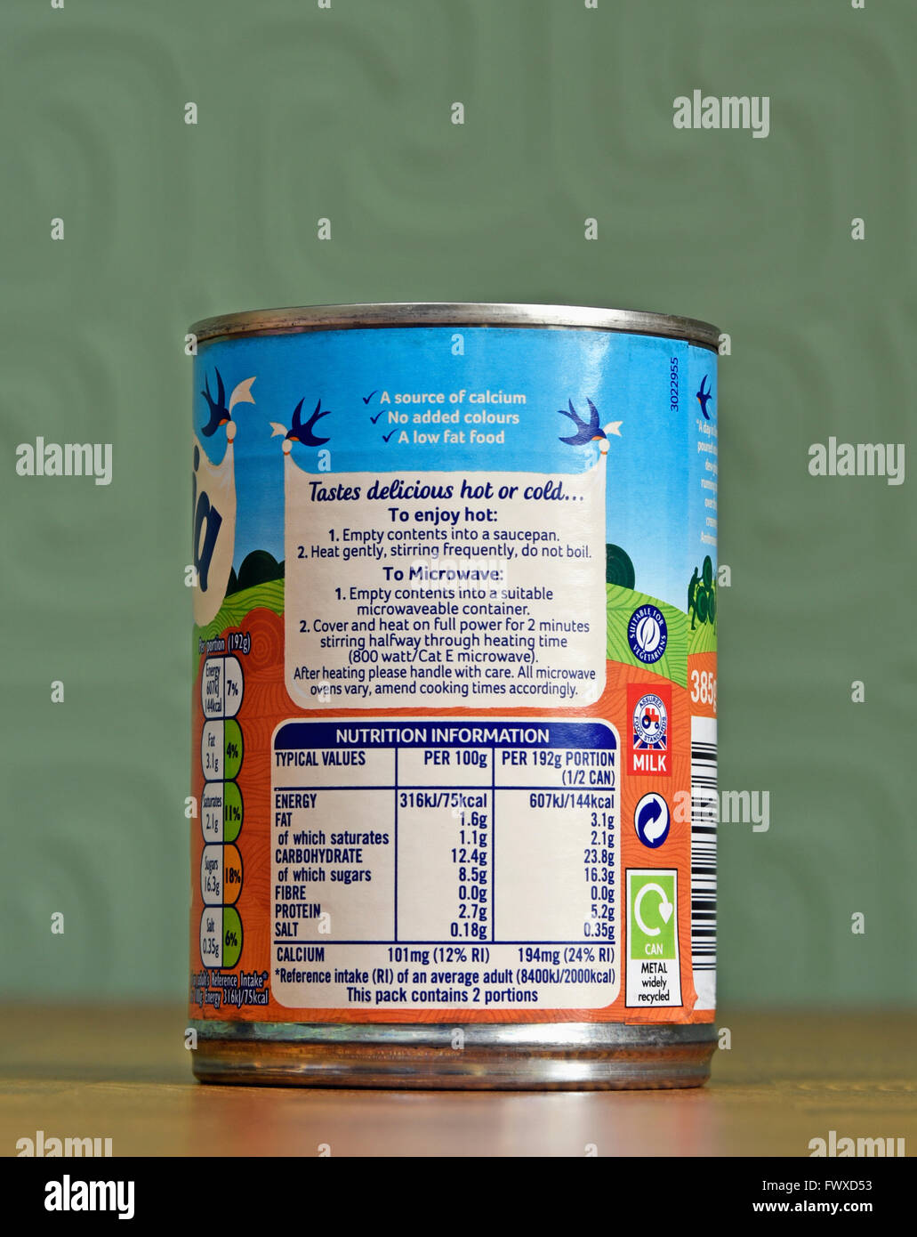 Cooking and Nutritional Information. Can of Ambrosia Tapioca Stock ...