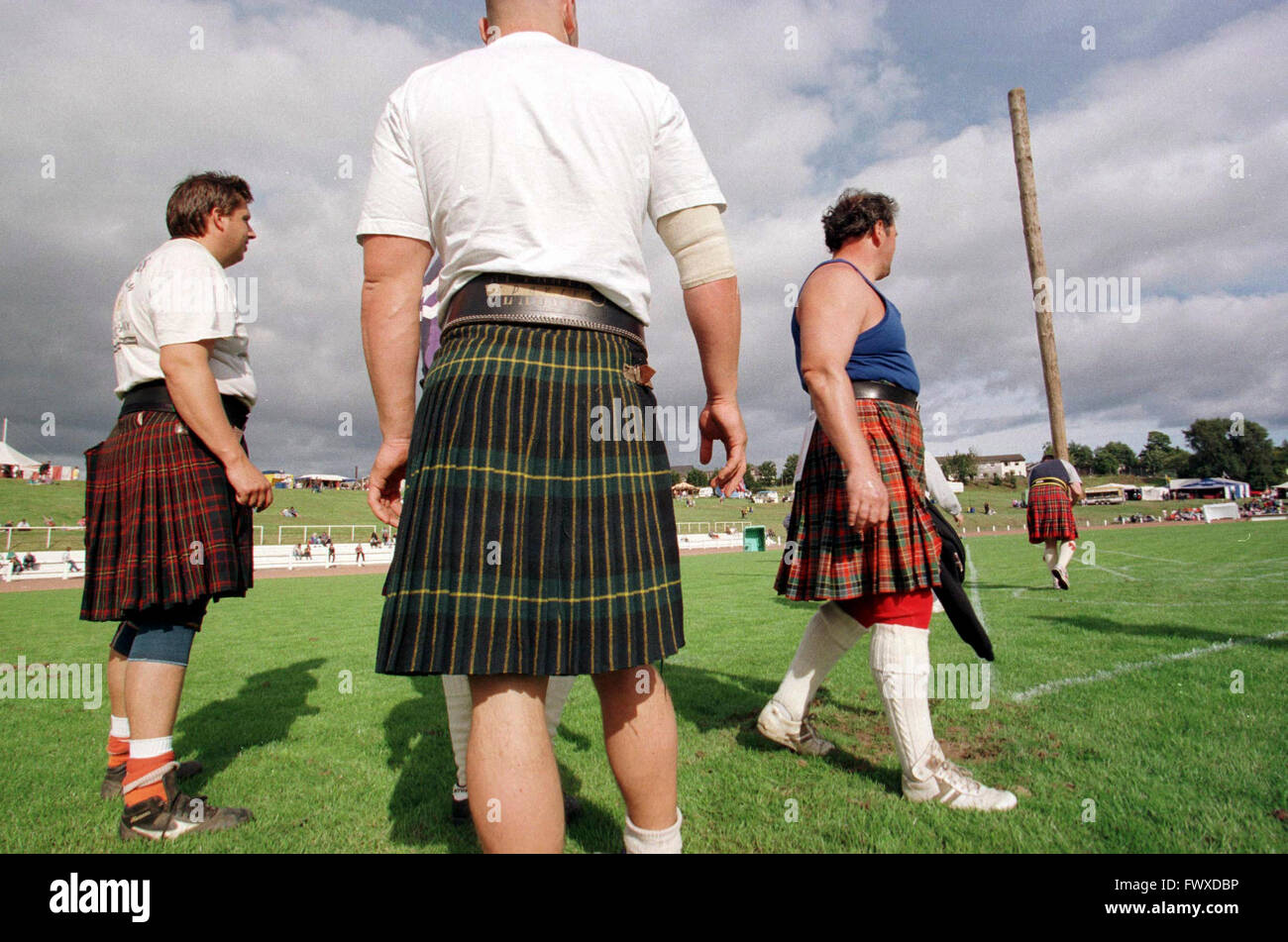 Heavyweights compete at Cowal Games in Argyll Scotland.Caber Toss Stock ...
