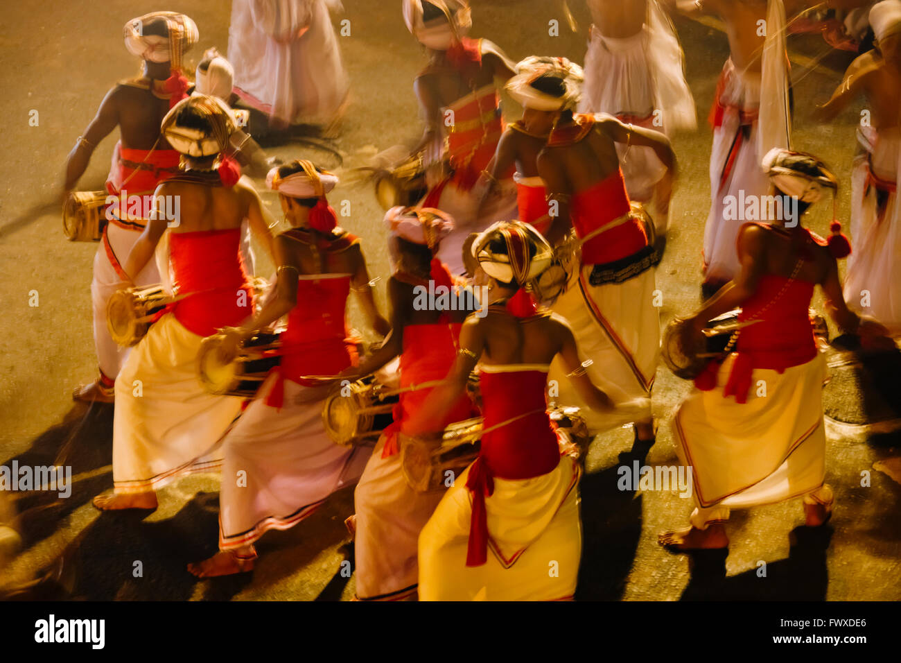 Drummers in the procession during Kandy Esala Perahera, Kandy, Sri ...