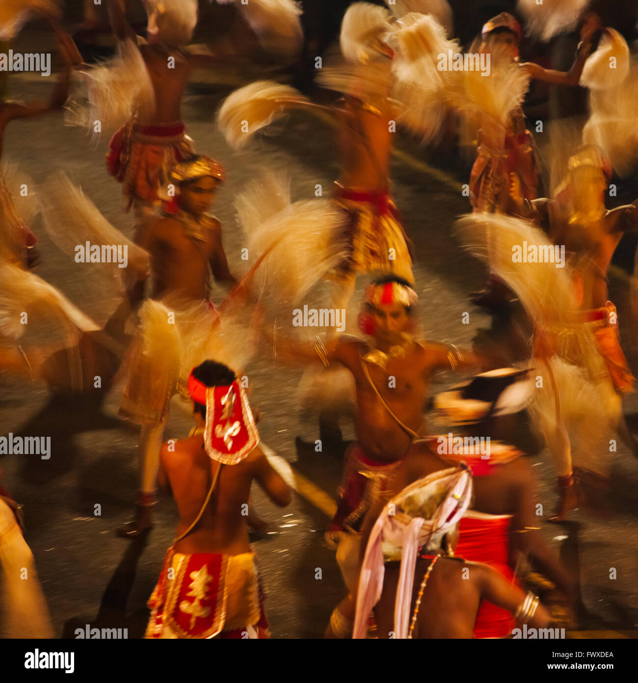 Dancers in the procession at Kandy Esala Perahera, Kandy, Sri Lanka ...