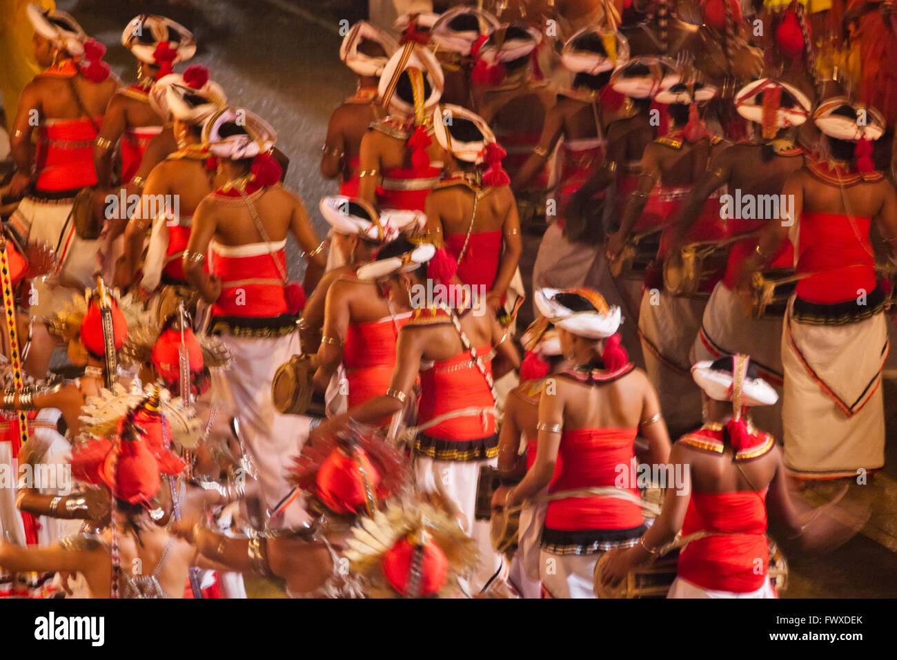 Dancers in the procession at Kandy Esala Perahera, Kandy, Sri Lanka ...