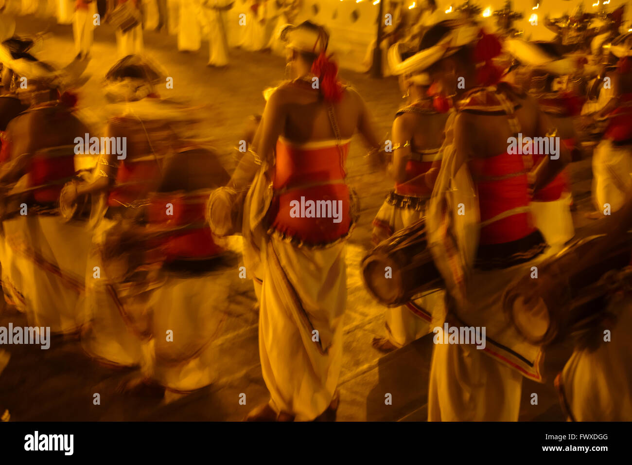 Dancers in the procession during Kandy Esala Perahera, Kandy, Sri Lanka ...