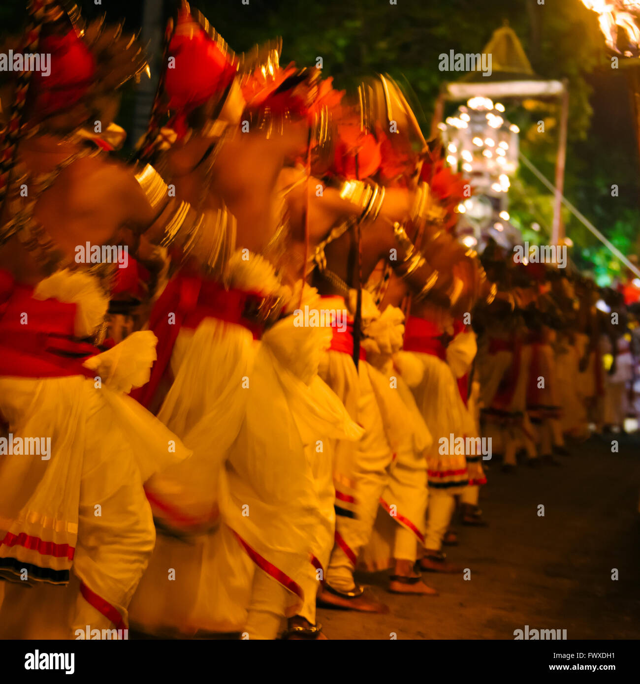 Dancers in the procession during Kandy Esala Perahera, Kandy, Sri Lanka ...