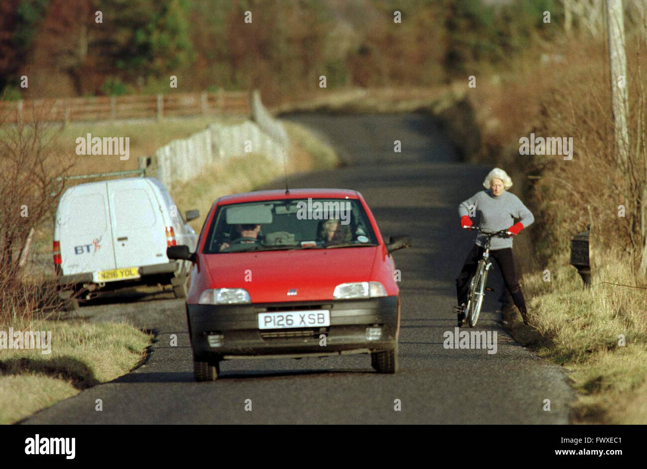 Frances Shand Kydd cycling near her home on Seil Island, Argyll ...
