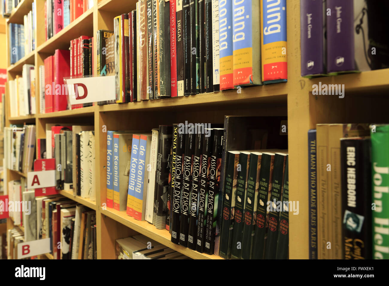 books on shelf in Strand Bookstore in Greenwich Village, Manhattan, New ...