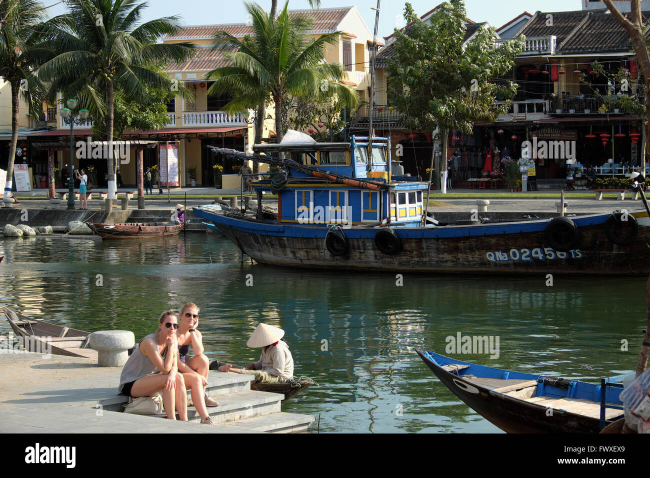 Group of people travel Hoian old town, ancient house, country heritage ...