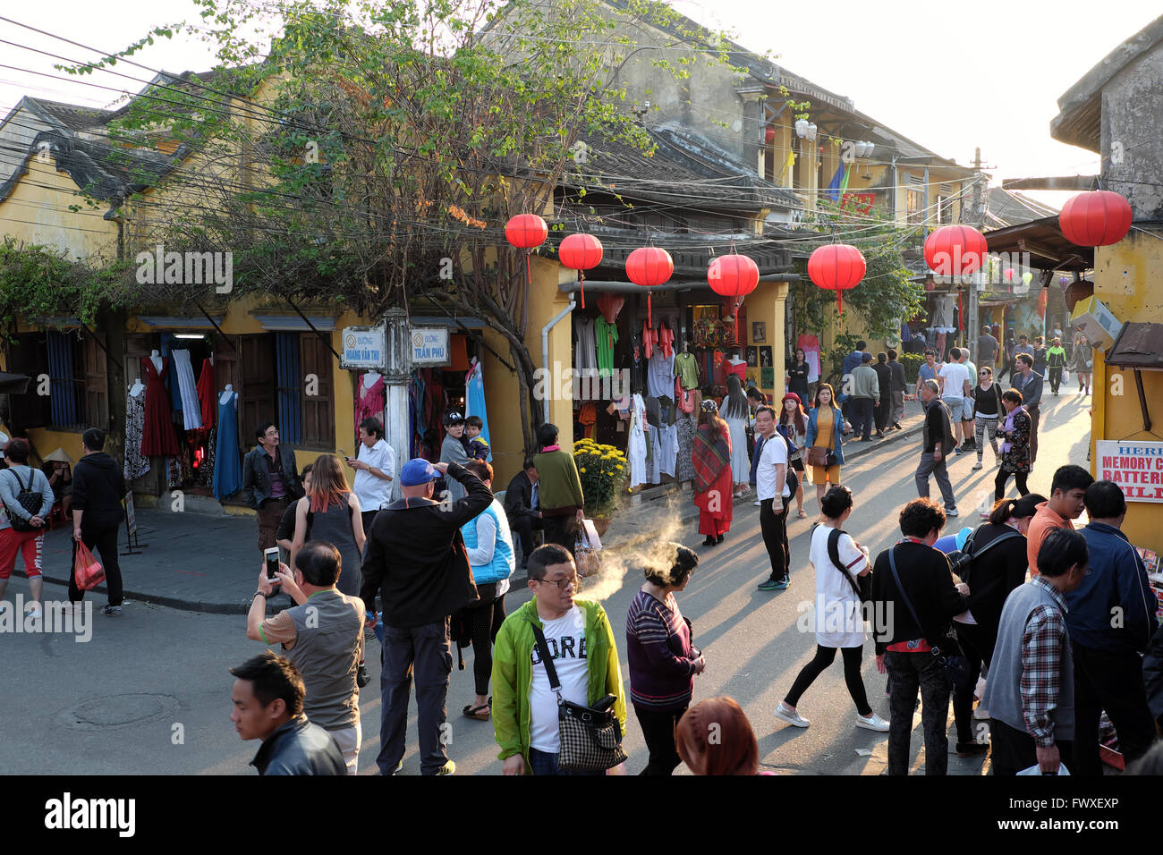Group of people travel Hoian old town, ancient house, country heritage ...